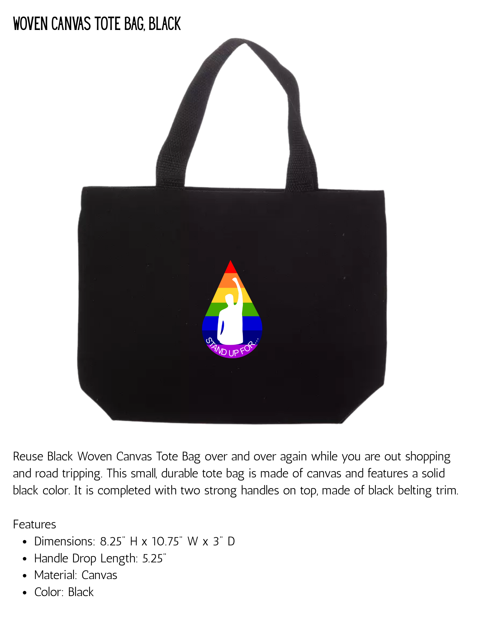 Stand Up For Theatre Woven Canvas Tote Bag, Black – JoyFilled LLC